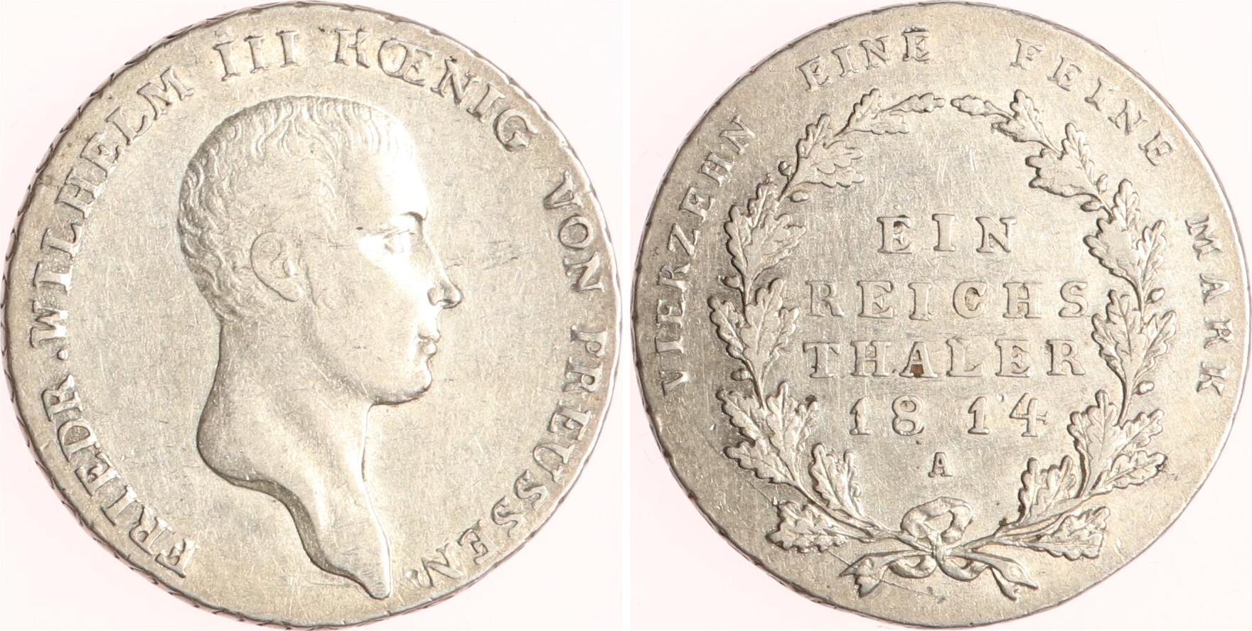 Preussen Taler 1814 A Friedrich Wilhelm III. 1797-1840. VF-EF | MA-Shops