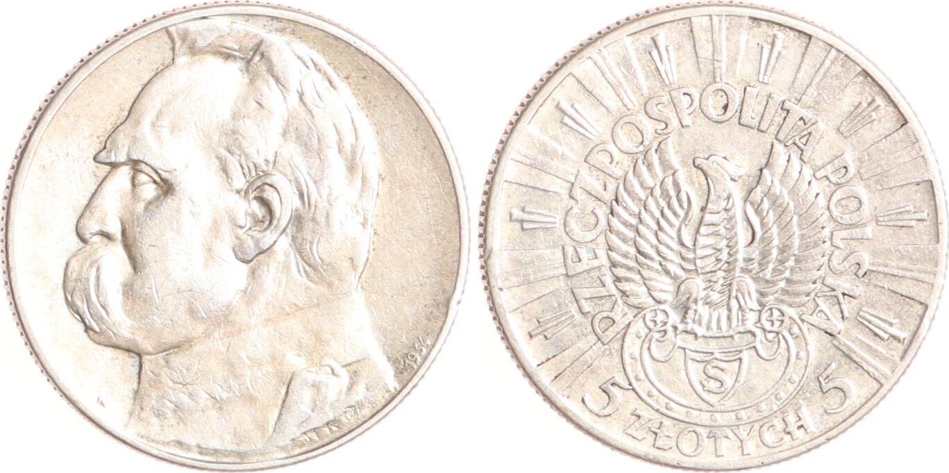 Polen 5 Zlotych 1934 Republik 1919-1939. VF-EF | MA-Shops