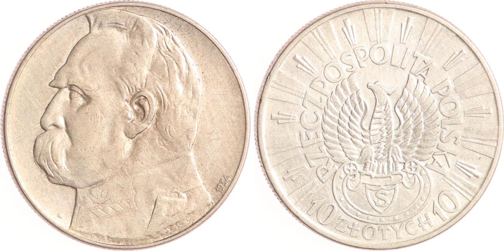 Polen 10 Zlotych 1934 Republik 1919-1939. VF | MA-Shops