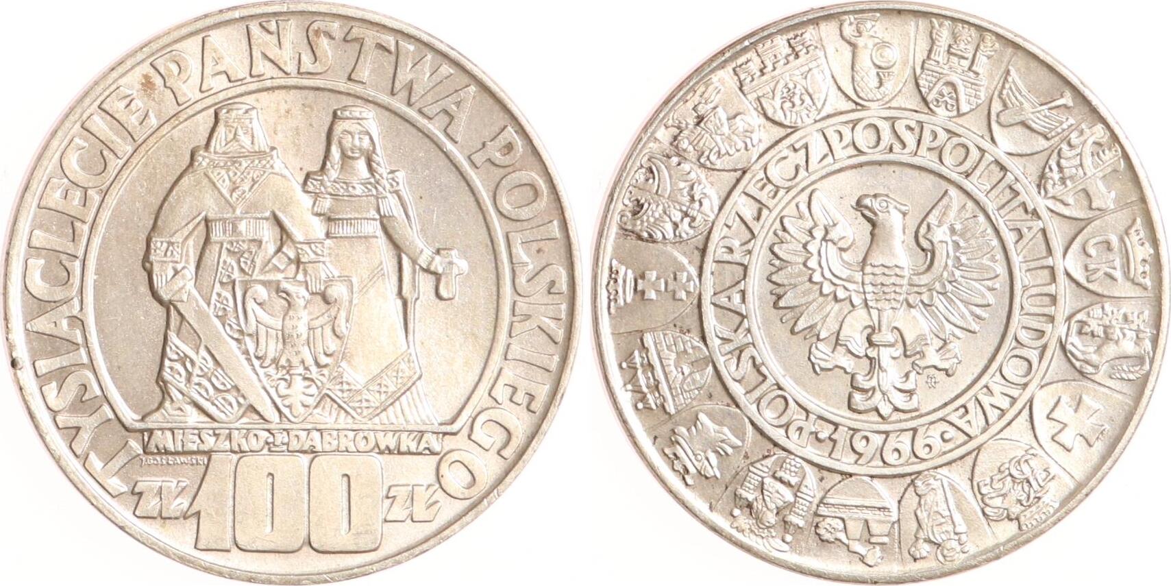 100 Zlotych 1966 1000 Jahre Polen. UNC- | MA-Shops