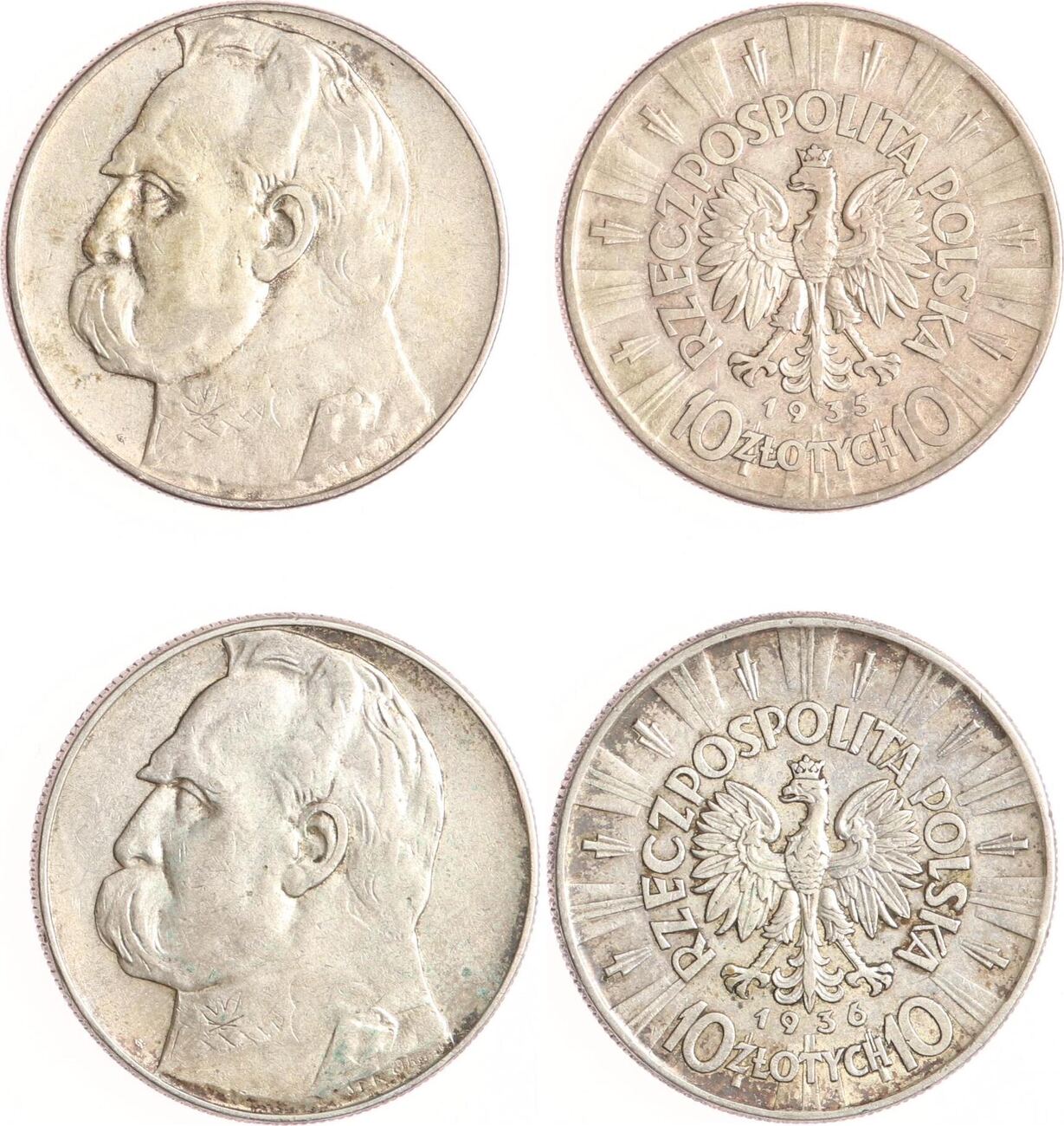 Polen 2 x 10 Zlotych 1935, 1936 Republik 1919-1939. VF | MA-Shops