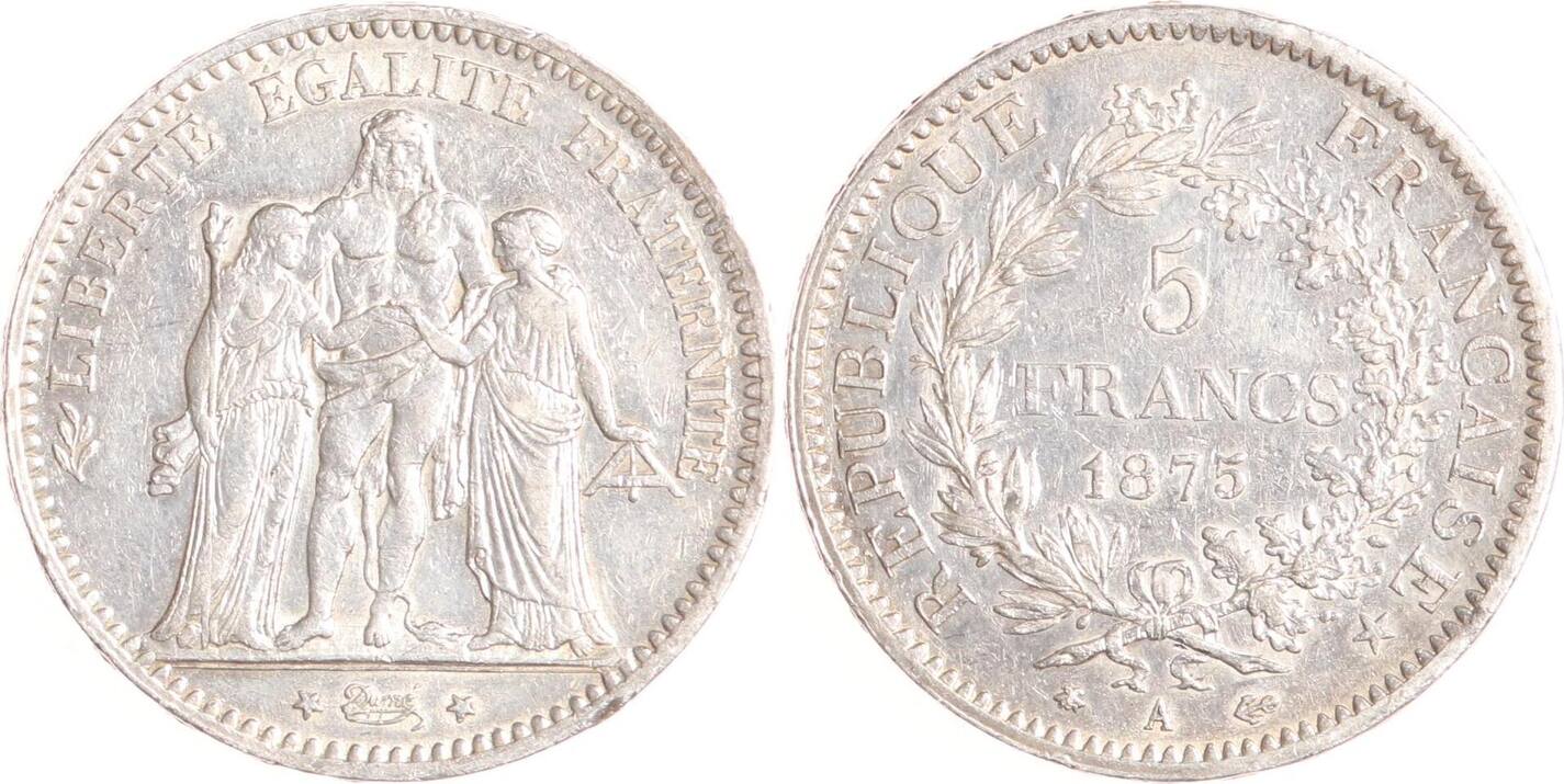 Frankreich 5 Francs 1875 A Dritte Republik. VF | MA-Shops