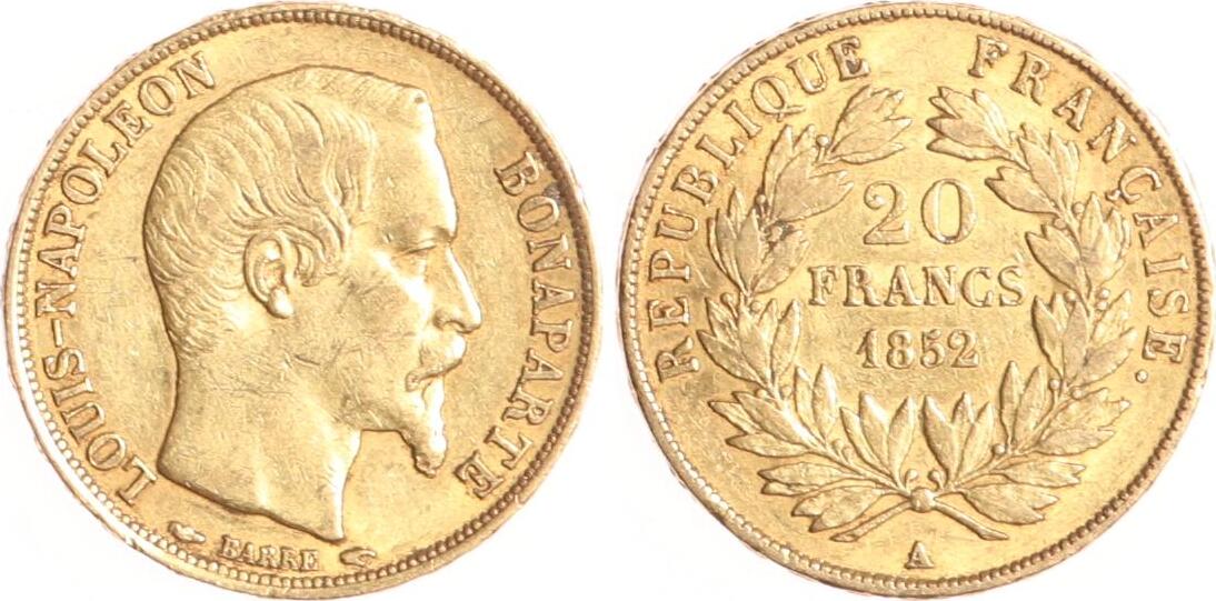 Frankreich 20 Francs 1852 A Napoleon III. 1852-1870. VF | MA-Shops