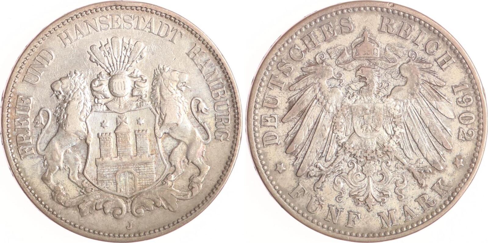 Hamburg 5 Mark 1902 J VF | MA-Shops