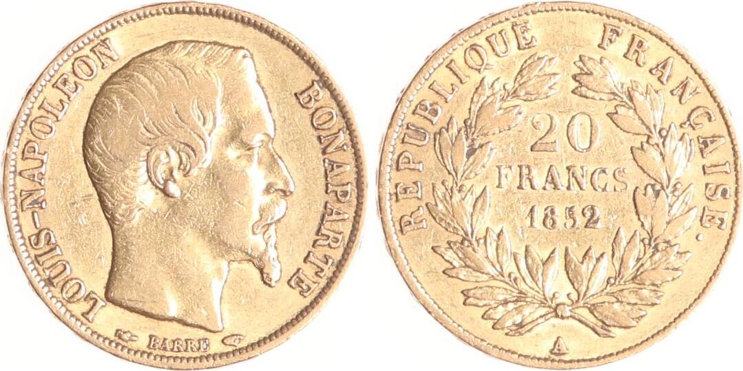 Frankreich 20 Francs 1852 A Napoleon III. 1852-1870. VF-EF | MA-Shops