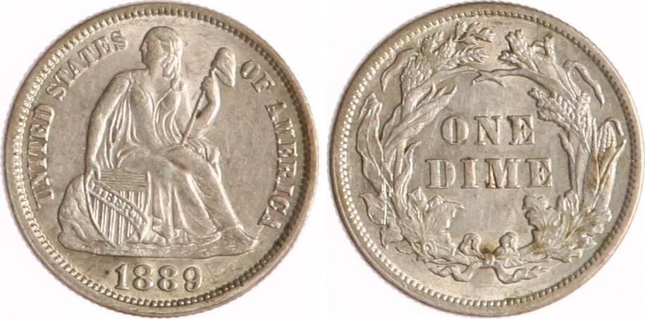 USA Seated Liberty Dime 1889 EF | MA-Shops