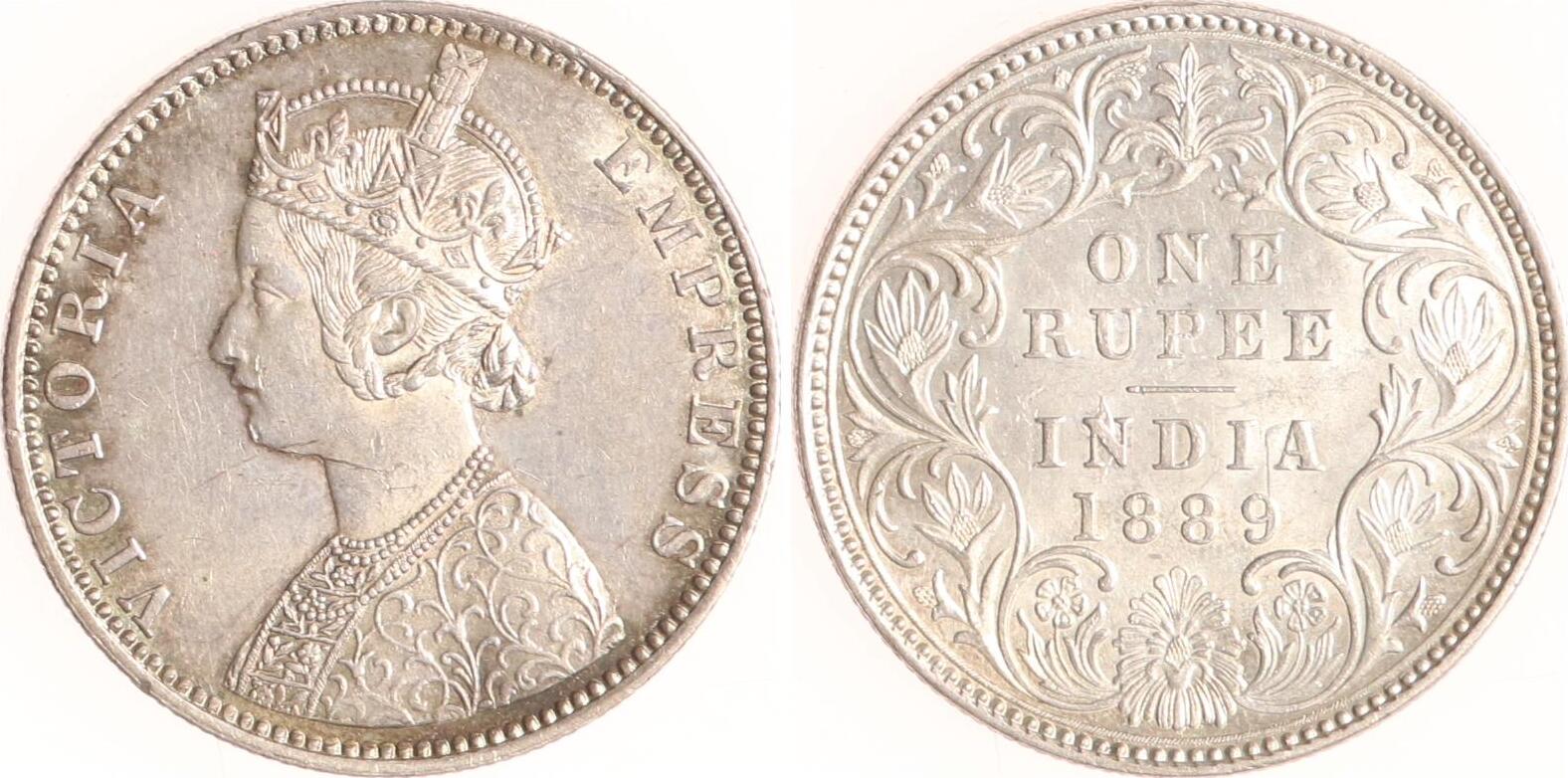 Indien 1 Rupie 1889 Victoria 1837-1901. UNC- | MA-Shops