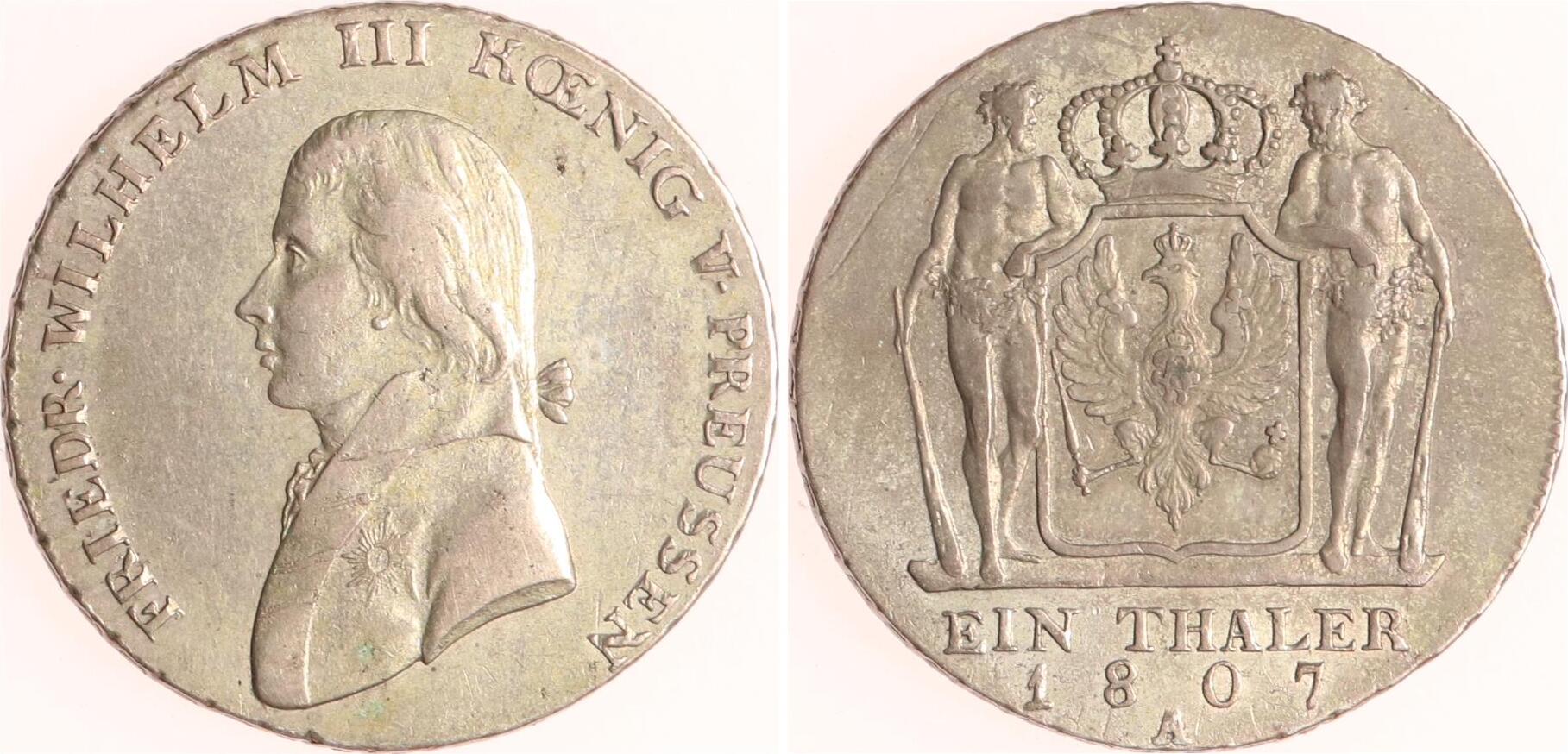 Preussen Ausbeutetaler 1807 A Friedrich Wilhelm III. 1797-1840. VF-EF ...