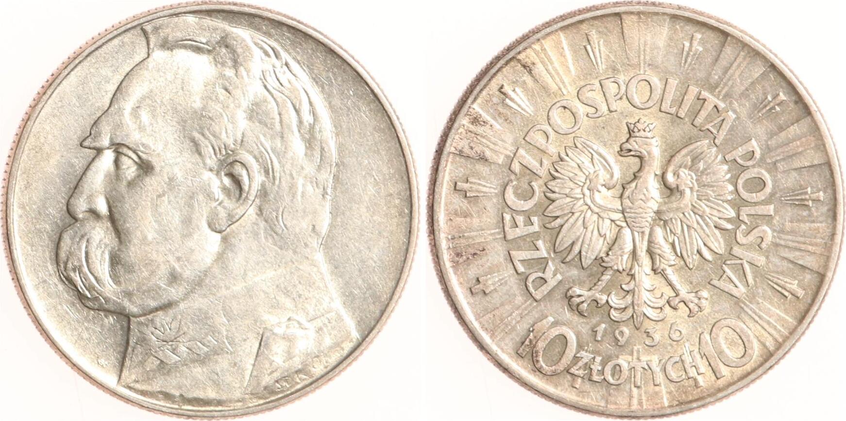 Polen 10 Zlotych 1936 Republik 1919-1939. VF-EF | MA-Shops