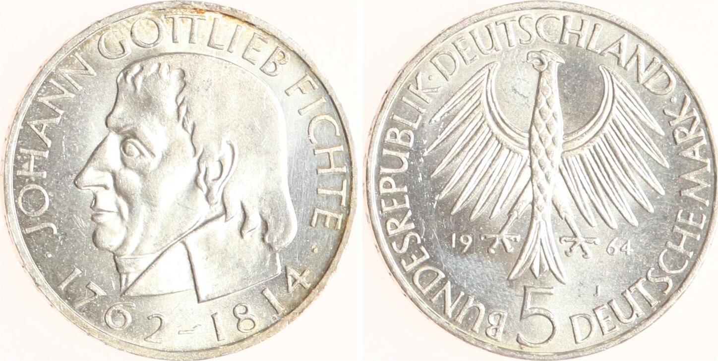 Bundesrepublik Deutschland 5 DM 1964 J Fichte. UNC- | MA-Shops