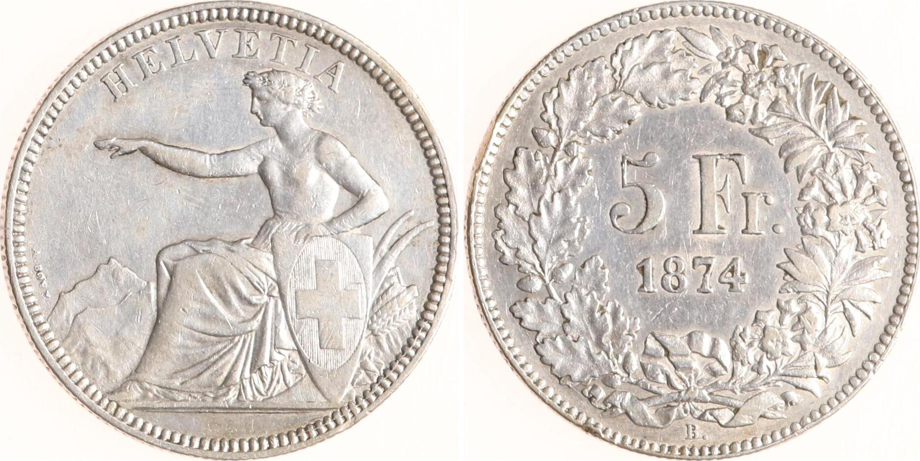 Schweiz 5 Franken 1874 B VF-EF | MA-Shops