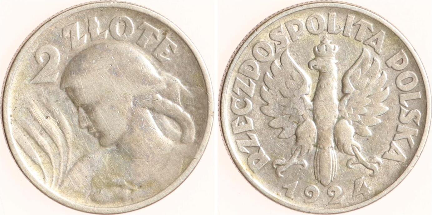 Polen 2 Zlote 1924 Republik 1919-1939. VF- | MA-Shops
