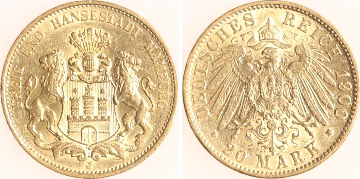 Hamburg 20 Mark 1900 J VF-EF | MA-Shops