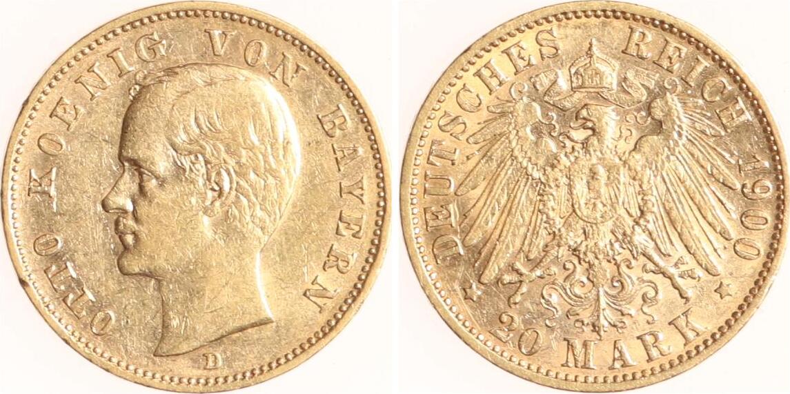 Bayern 20 Mark 1900 D Otto 1886-1913. VF-EF | MA-Shops