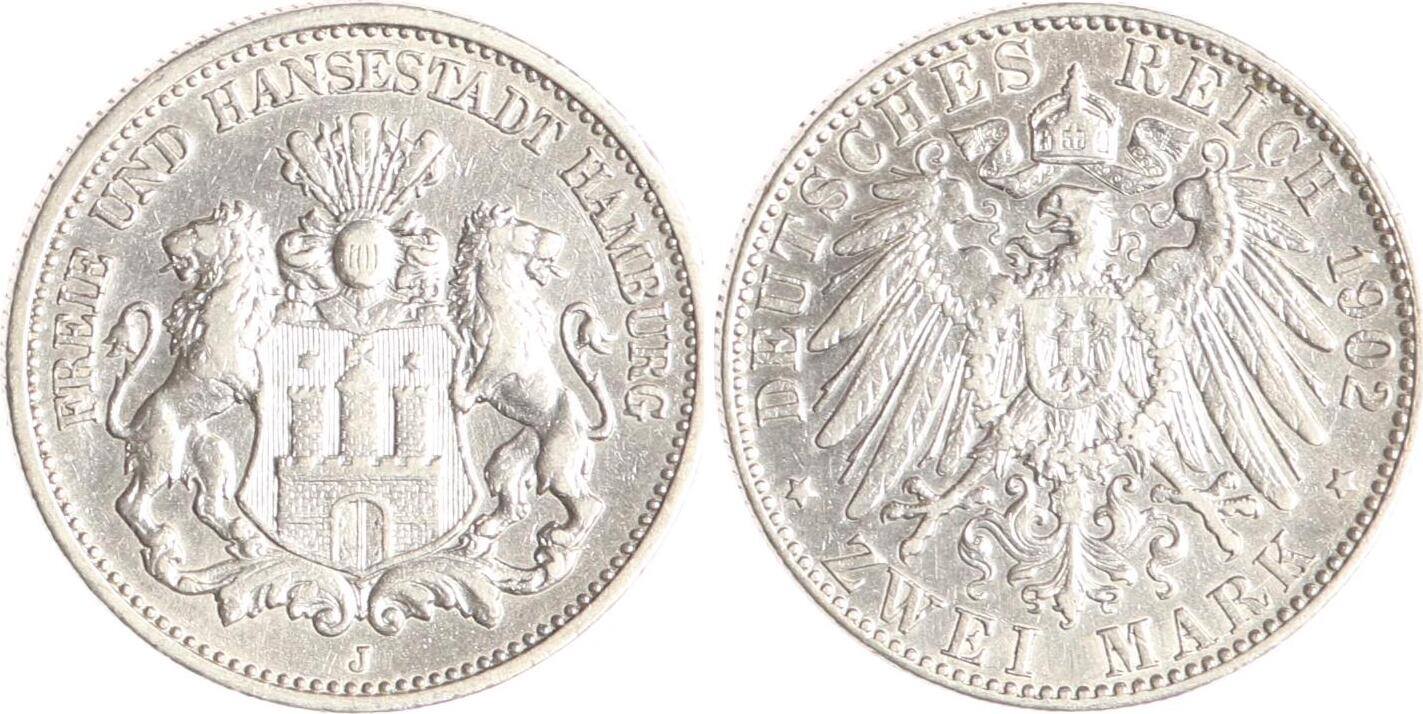 Hamburg 2 Mark 1902 J VF | MA-Shops