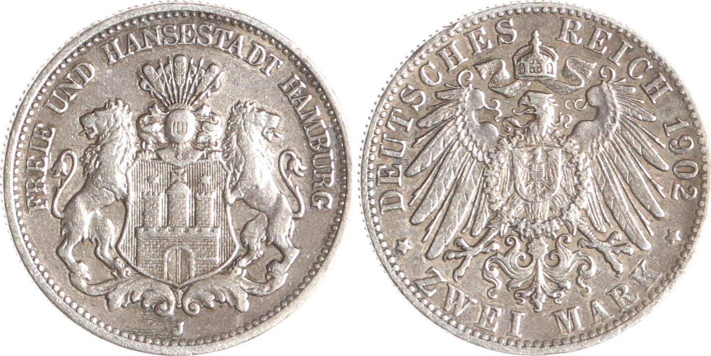 Hamburg 2 Mark 1902 J VF | MA-Shops