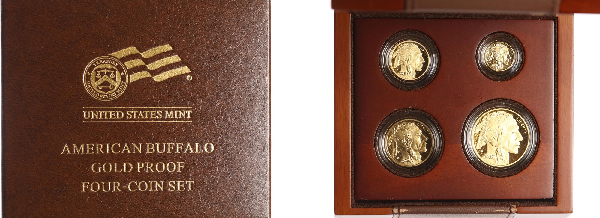 USA Proof Set 2008 American Buffalo Proof 4-Coin Set. Proof im Etui+ ...