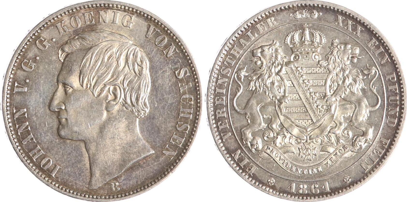 Sachsen Taler 1861 B Johann 1854-1873. aEF | MA-Shops