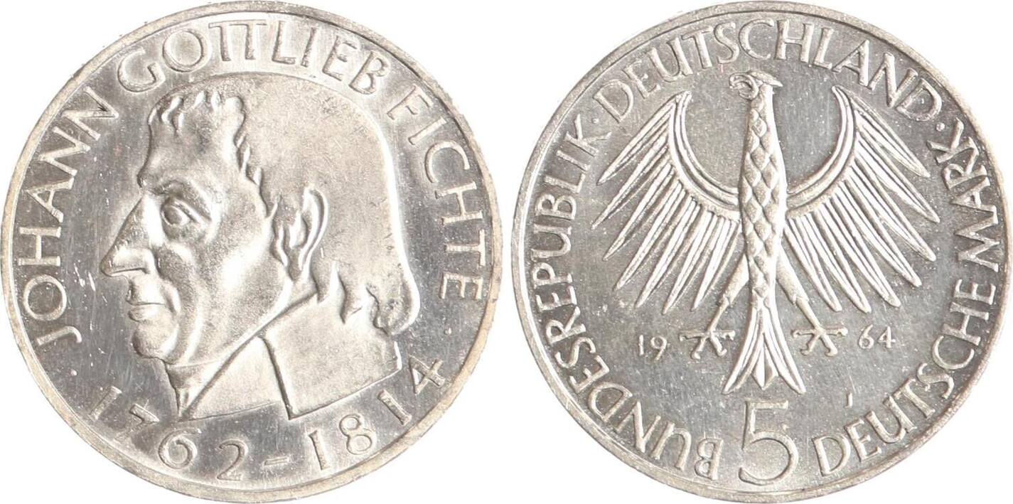 Bundesrepublik Deutschland 5 DM 1964 J Fichte. EF | MA-Shops
