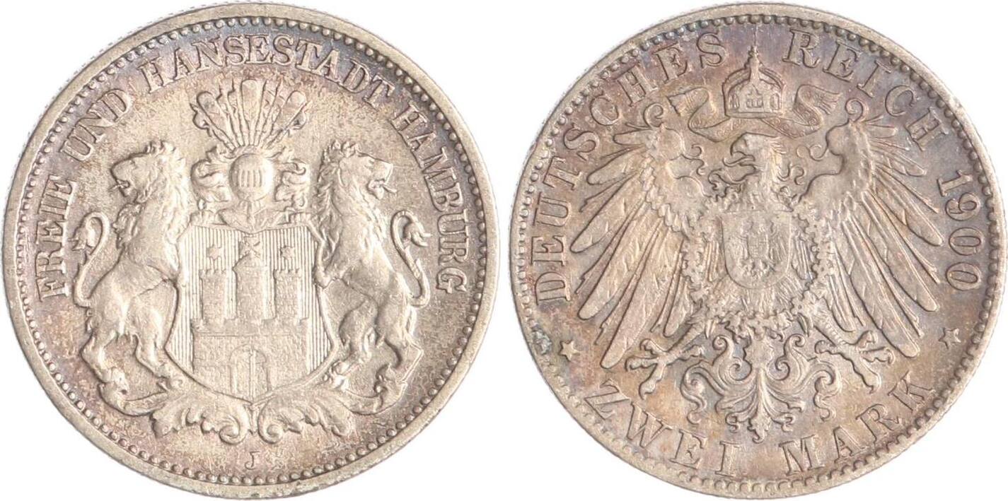 Hamburg 2 Mark 1900 J VF | MA-Shops