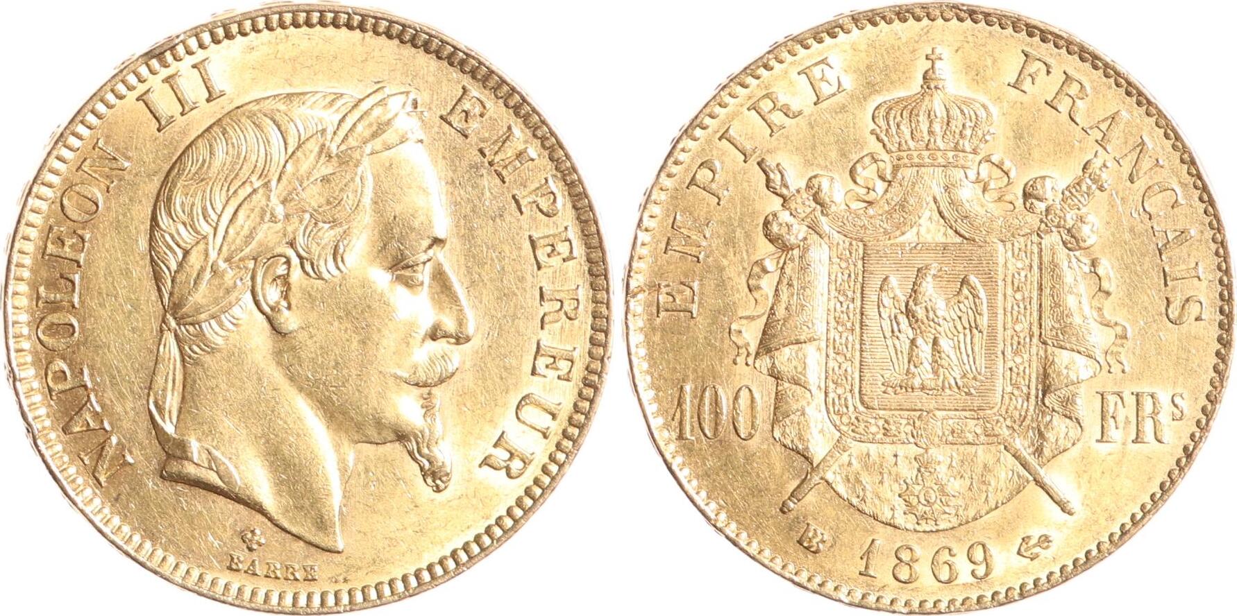 Frankreich 100 Francs 1869 BB Napoleon III. 1852-1870. EF | MA-Shops