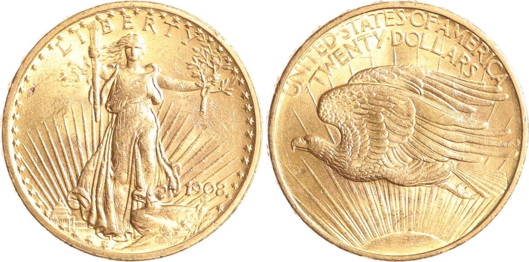 USA 20 Dollars 1908 Saint-Gaudens. EF | MA-Shops