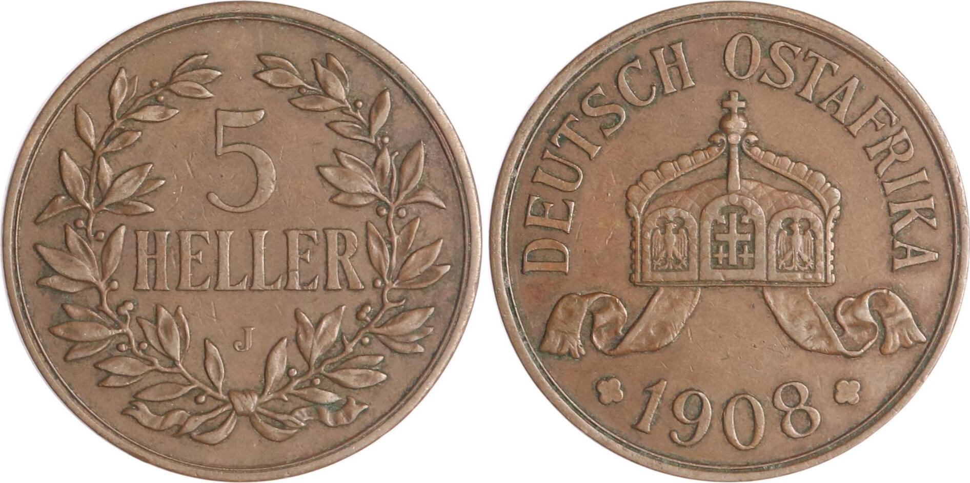 Deutsch-Ostafrika 5 Heller 1908 J VF | MA-Shops