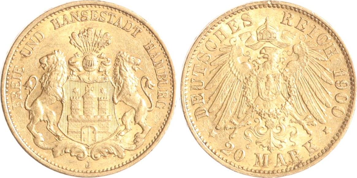 Hamburg 20 Mark 1900 J VF-EF | MA-Shops