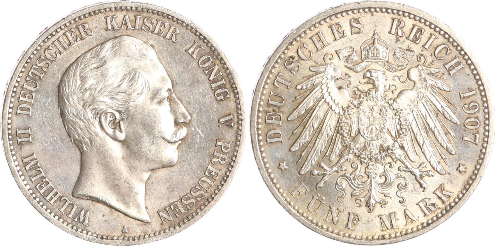 Preussen 5 Mark 1907 Wilhelm II. 1888-1918. AU | MA-Shops