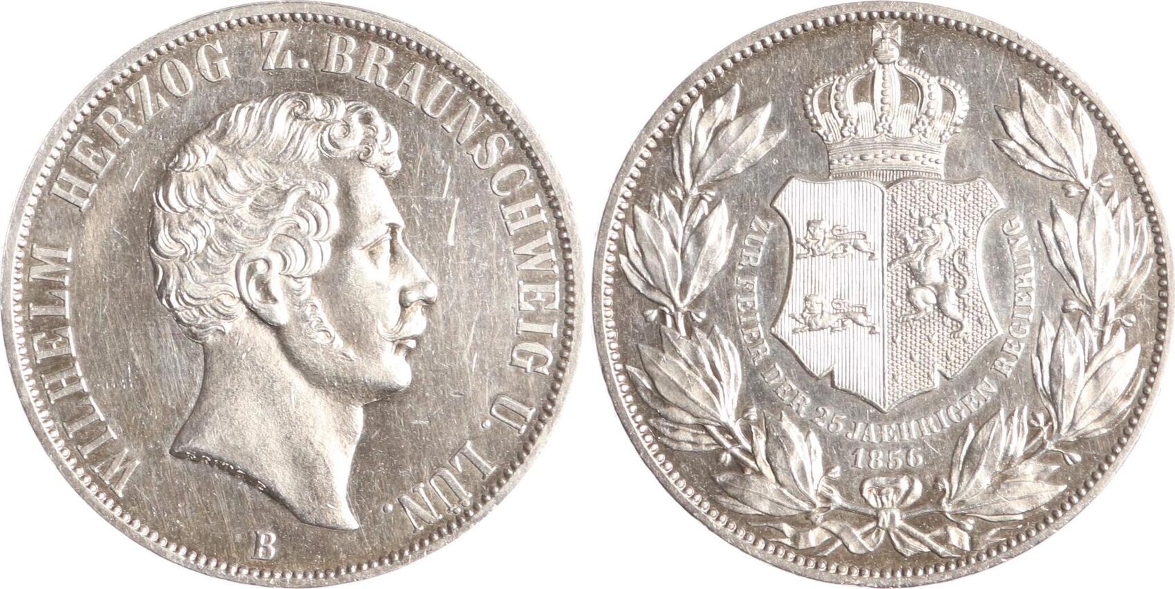 Braunschweig Doppeltaler 1856 B Wilhelm 1831-1884. aEF | MA-Shops