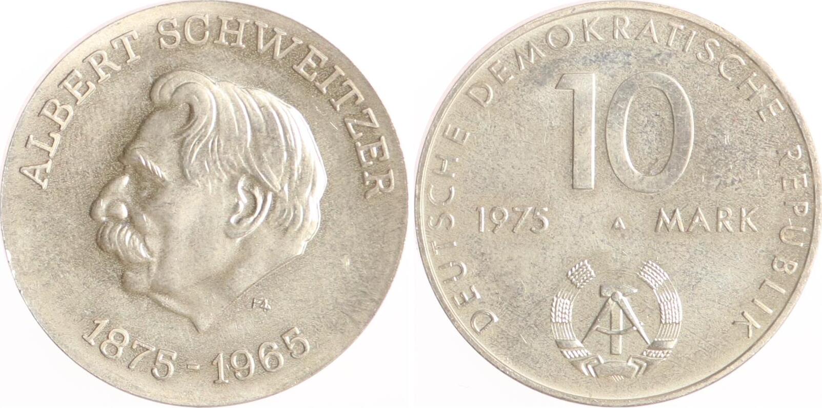 DDR 10 Mark 1975 A Albert Schweitzer. CH UNC | MA-Shops