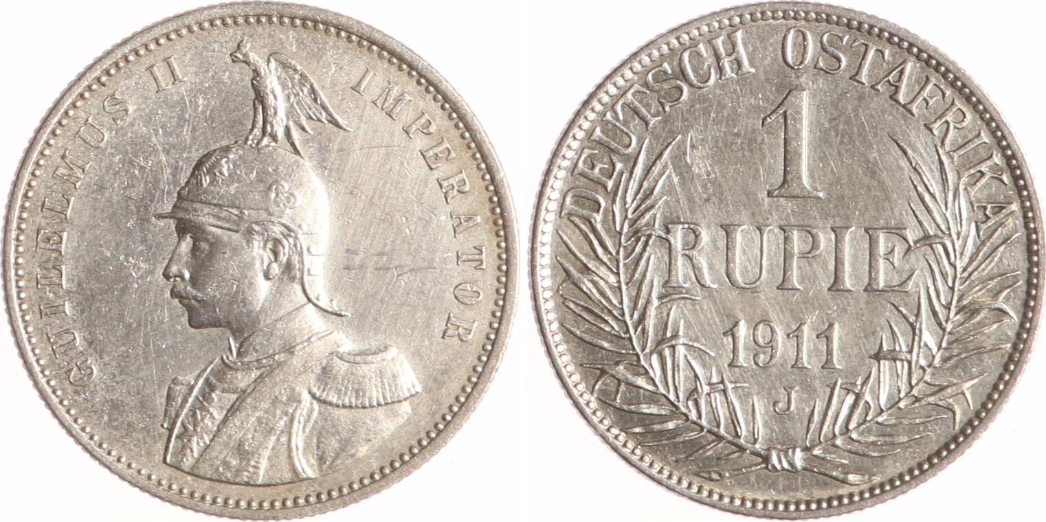 Deutsch-Ostafrika 1 Rupie 1911 J VF-EF | MA-Shops