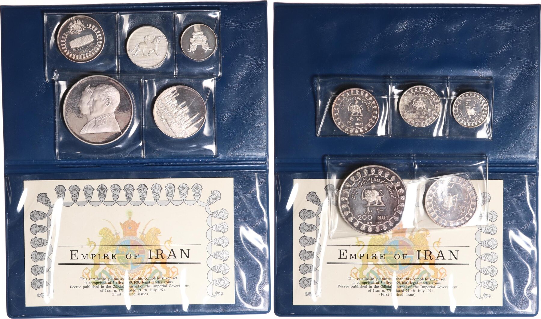 Iran Set 25 Rials - 200 Rials 1350/1971 2500 Jahre Kaiserreich Persien ...