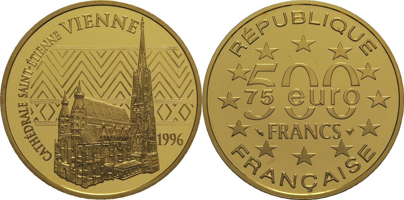 Frankreich 500 Francs/75 Euro 1996 Proof | MA-Shops