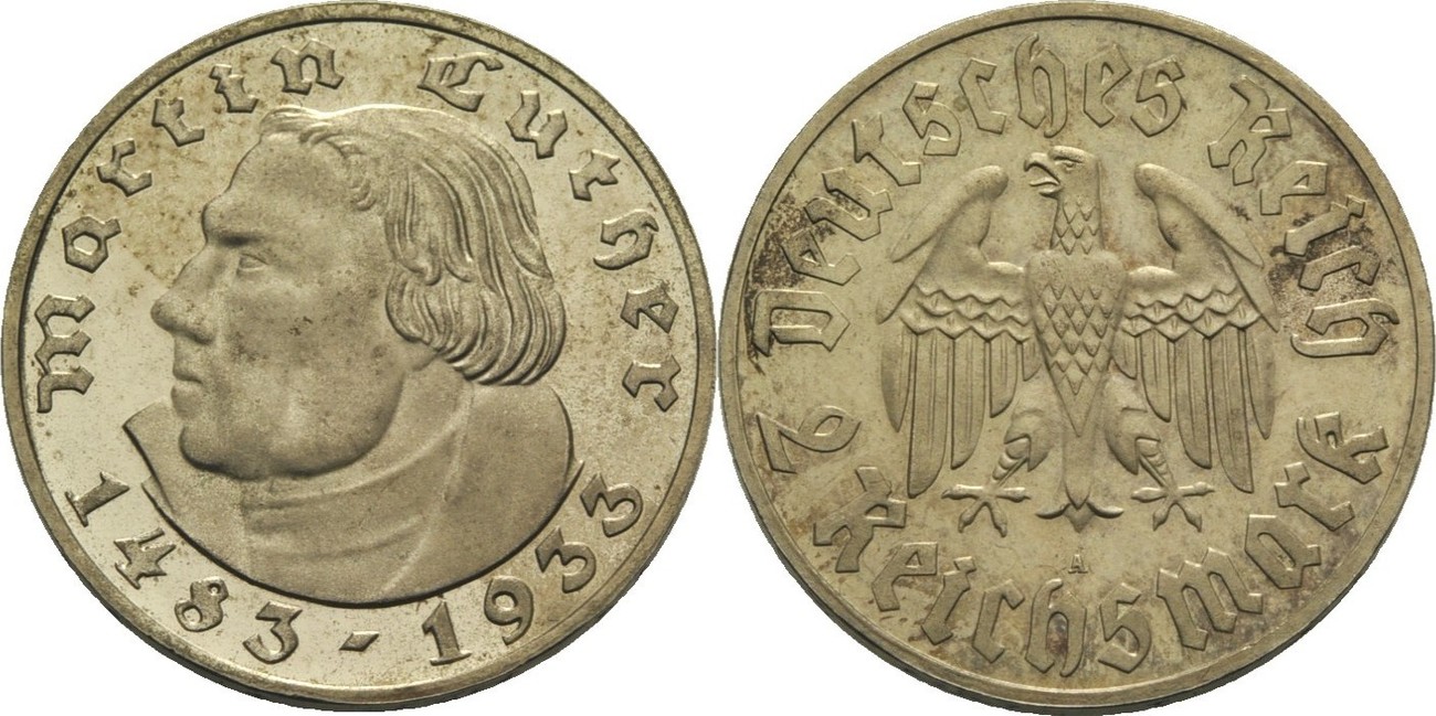 Drittes Reich 2 Reichsmark 1933 A Proof | MA-Shops