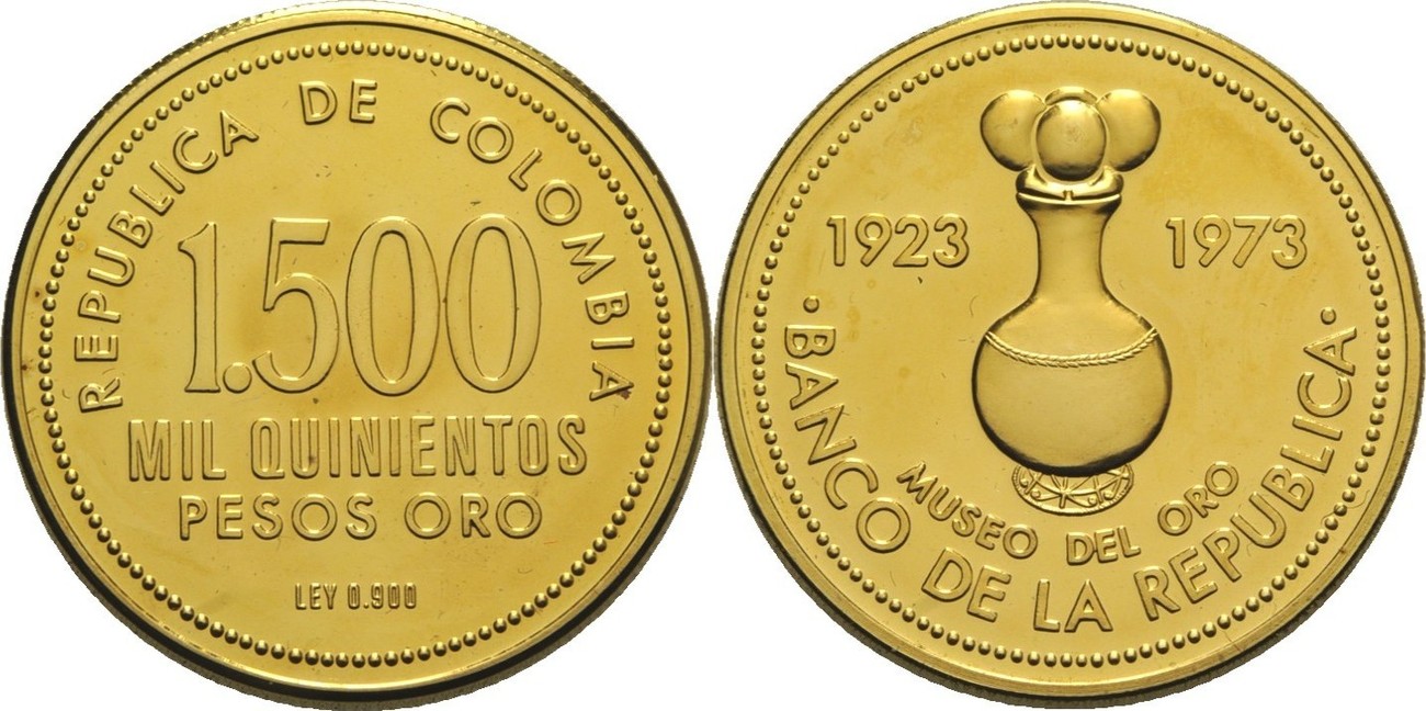 Kolumbien 1500 Pesos 1973 Republik Proof | MA-Shops