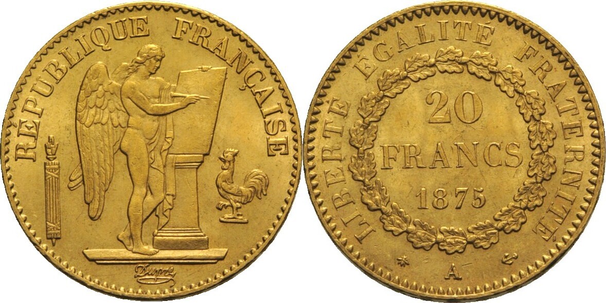 Frankreich 20 Francs 1875 A 3. Republik (1871-1940) EF | MA-Shops