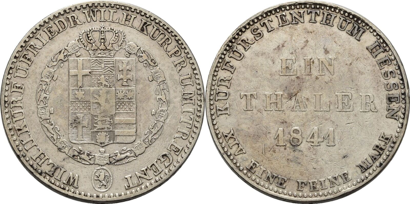 Hessen-Kassel Taler 1841 Friedrich Wilhelm Rf., verkratzt, part ...
