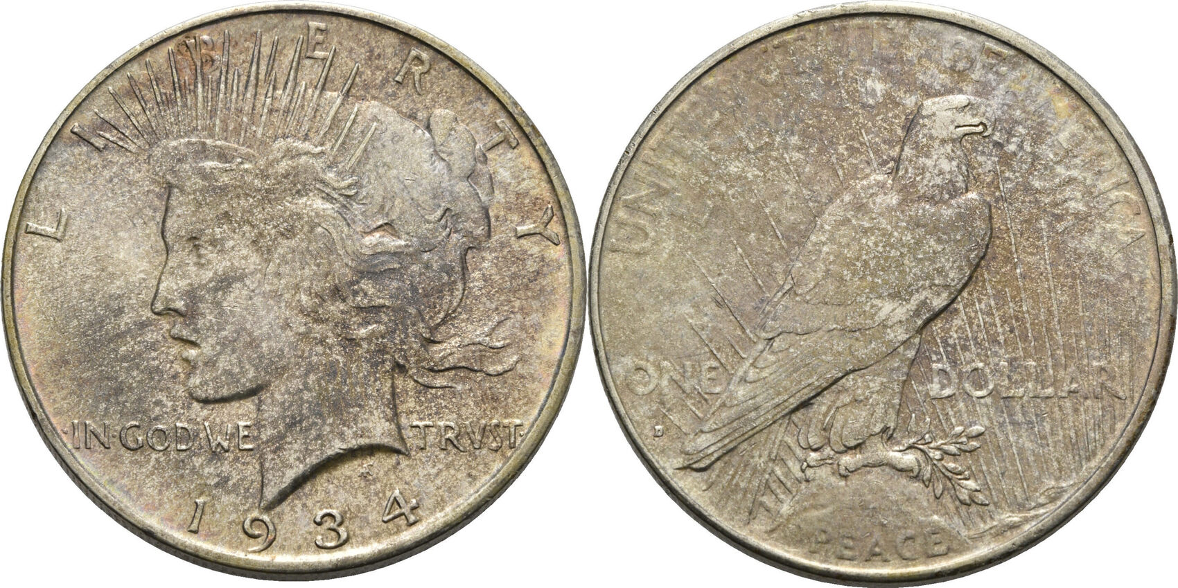 USA 1 Dollar 1934 D Peace Dollar Min. Kr., EF | MA-Shops
