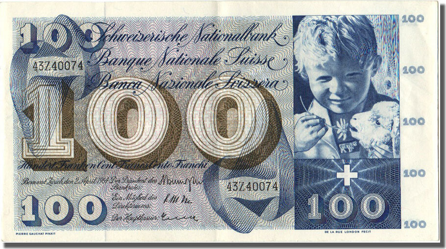 Switzerland 100 Franken 1964 Banknote, 1964-04-02 UNC(60-62) | MA-Shops