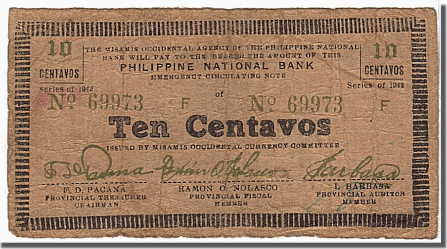 Philippines 10 Centavos 1942 Banknote, KM:S573 EF(40-45) | MA-Shops