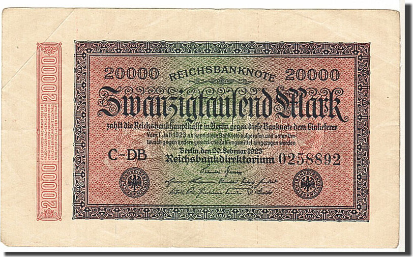 Germany 20,000 Mark 1923 Banknote, KM:85b EF(40-45) | MA-Shops