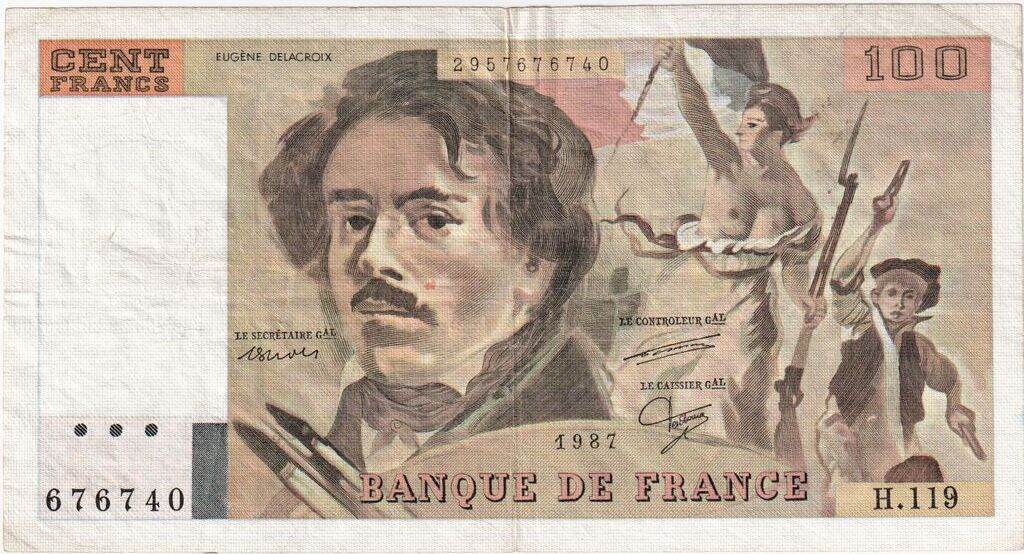 France 100 Francs 1987 Delacroix, H.119 EF(40-45) | MA-Shops
