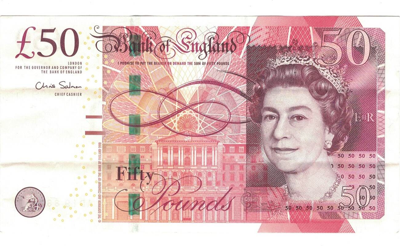 Great Britain 50 Pounds 2010 Banknote, KM:393a AU(50-53) | MA-Shops