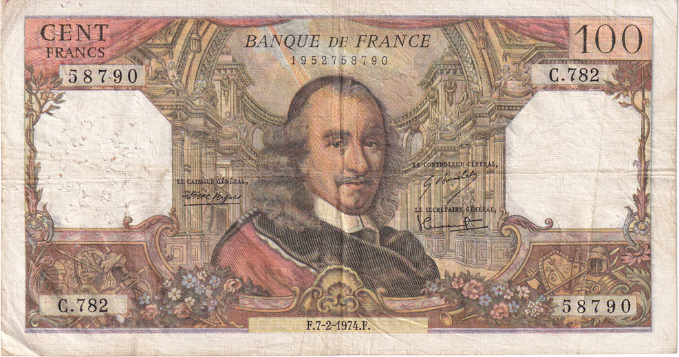 France 100 Francs 1974 Corneille, C.782, Fayette:65.45, KM:149d EF(40-45) | MA-Shops