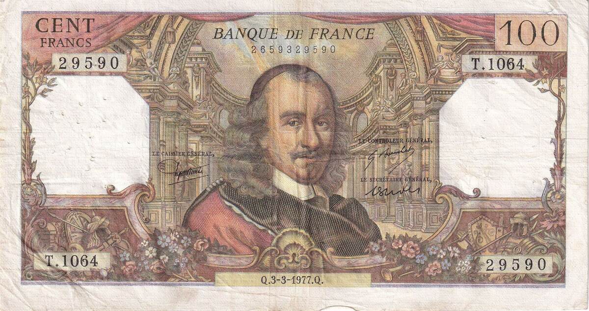 France 100 Francs 1977 Corneille, T.1064, Fayette:65.57, KM:149f EF(40-45) | MA-Shops