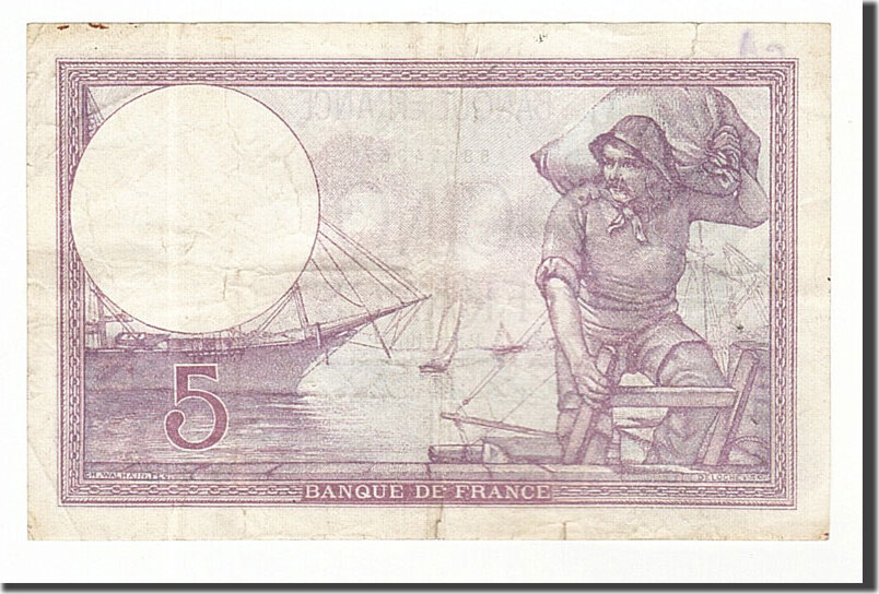 France 5 Francs 1918 Banknote, 5 F 1917-1940 ''Violet'', 1918-06-08 VF ...