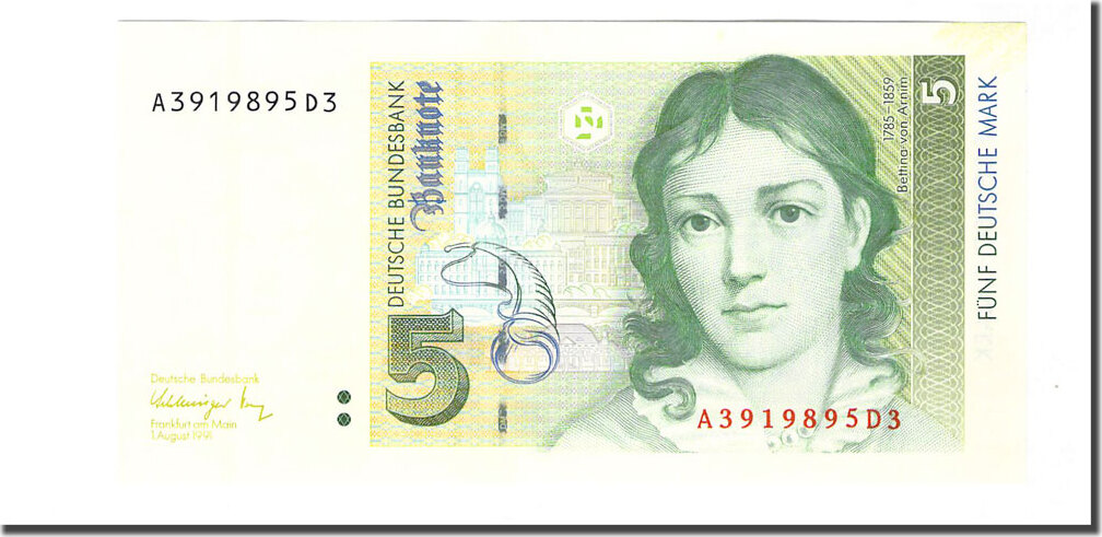 GERMANY - FEDERAL REPUBLIC 5 Deutsche Mark Banknote, 1991-08-01, KM:37 ...