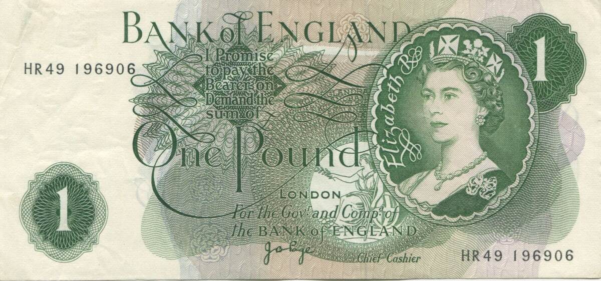Great Britain 1 Pound Banknote, KM:374g AU(55-58) | MA-Shops