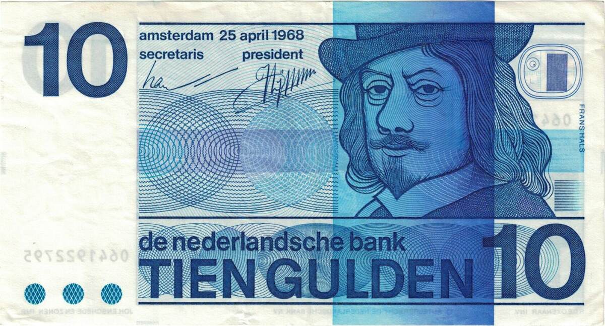 Netherlands 10 Gulden 1968 Banknote, KM:91b UNC(60-62) | MA-Shops